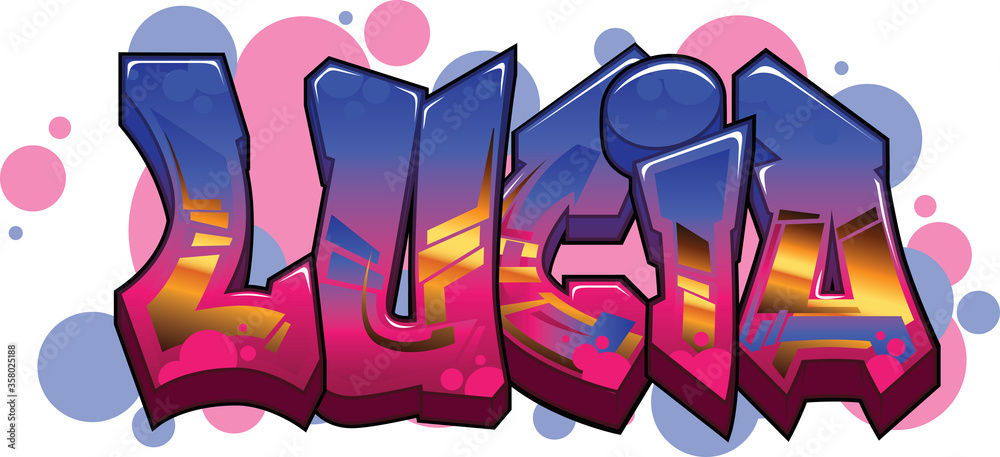 Lucia Name Text Graffiti Word Design Stock Vector | Adobe Stock