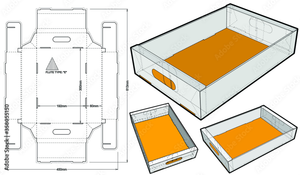 Stackable Retail Double Edge Box (Internal measurement 30x19+6) and Die ...