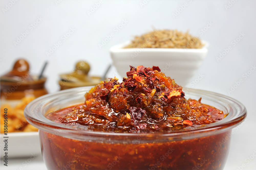 Aam Chhunda or Raw Mango Pickle is Indian side dish served with Chapati ...