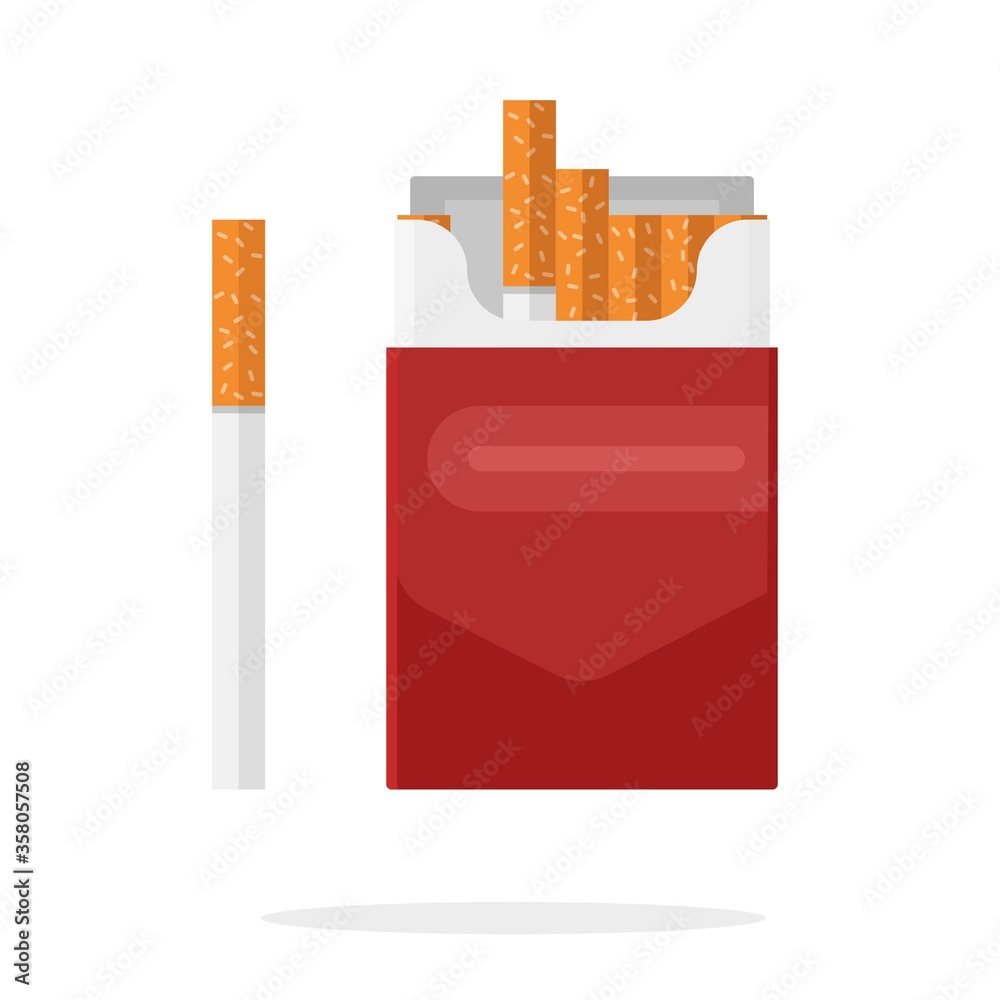 Cigarettes pack vector carton box flat cartoon isolated illustration ...