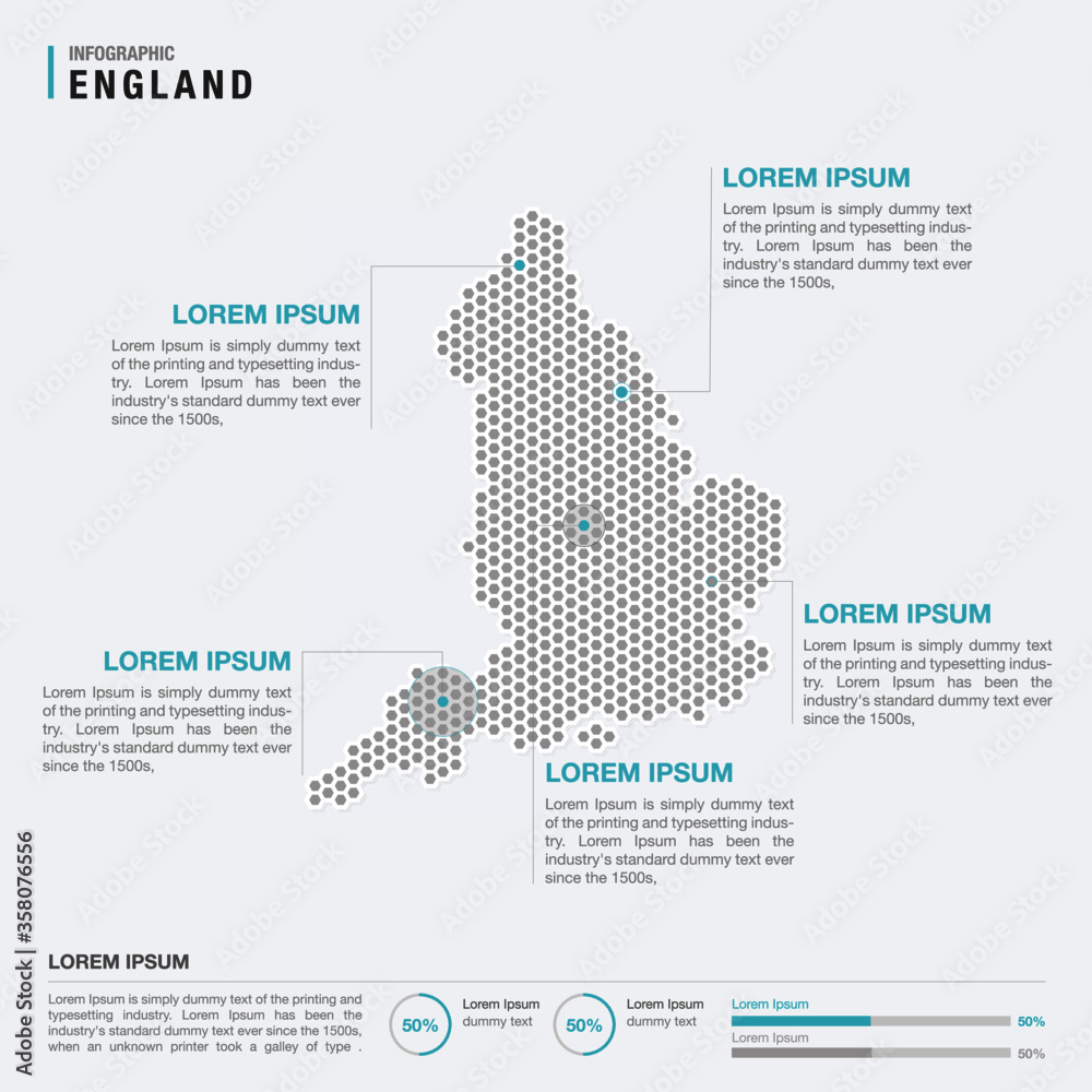 Vector de Stock England country map infographics vector with pointer ...
