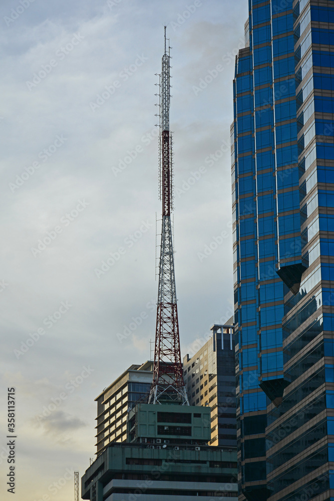 Signal tower structure in Pasig, Philippines Stock Photo | Adobe Stock