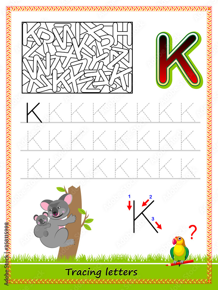 Worksheet for tracing letters. Find and paint all letters K. Kids ...