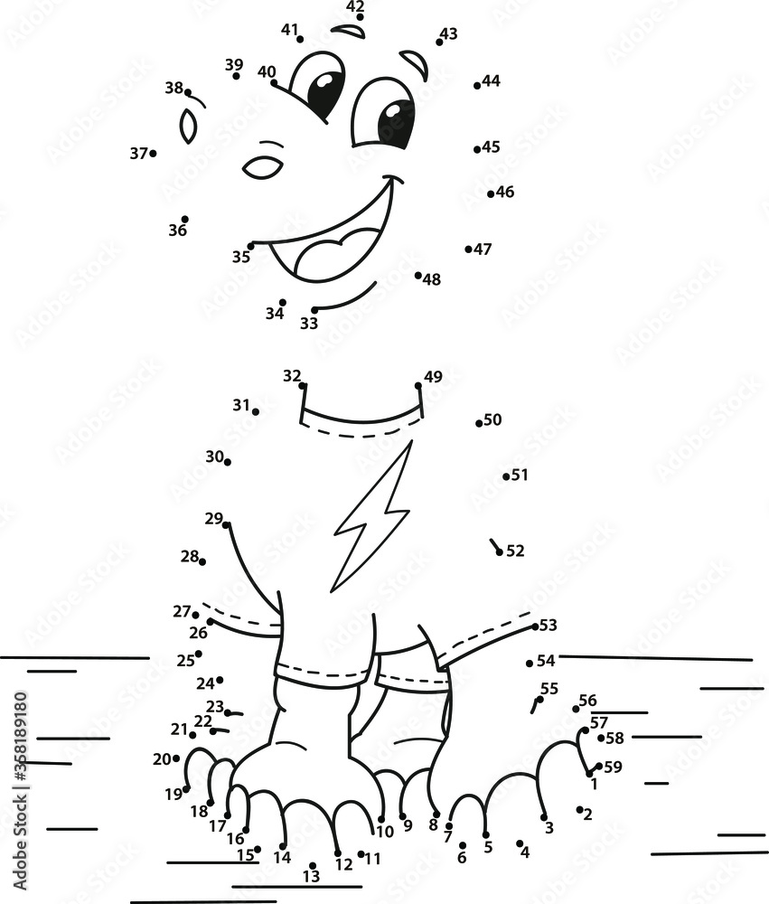 Connect the dots. Dinosaur. Coloring page outline of the cartoon ...