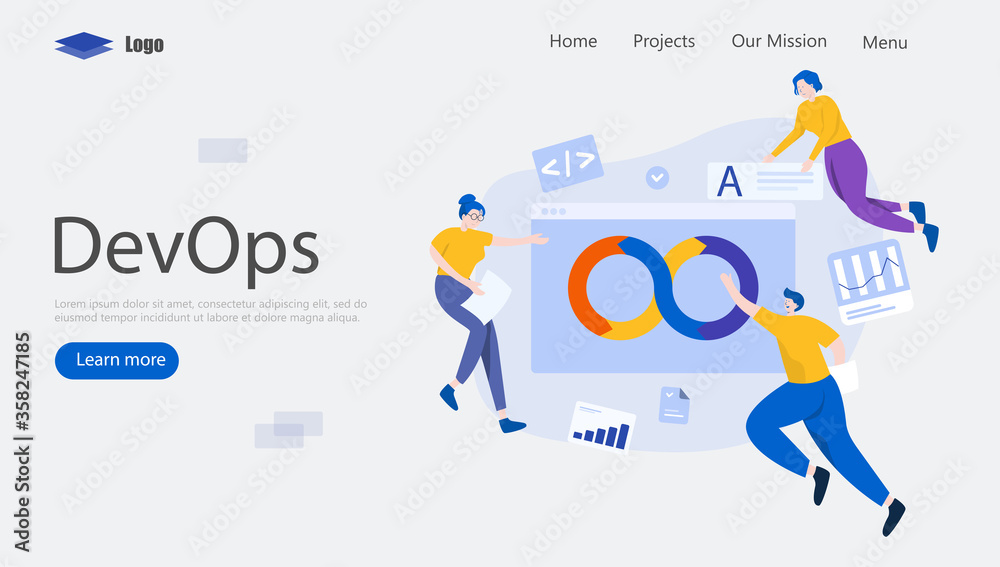 DevOps Programmers Vector Illustration Concept, Suitable for web landing page, ui, mobile app ...