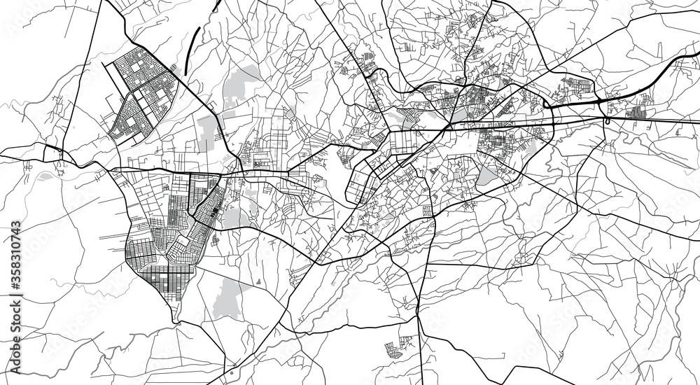 Urban vector city map of Peshawar, Pakistan, Asia. Stock Vector | Adobe ...