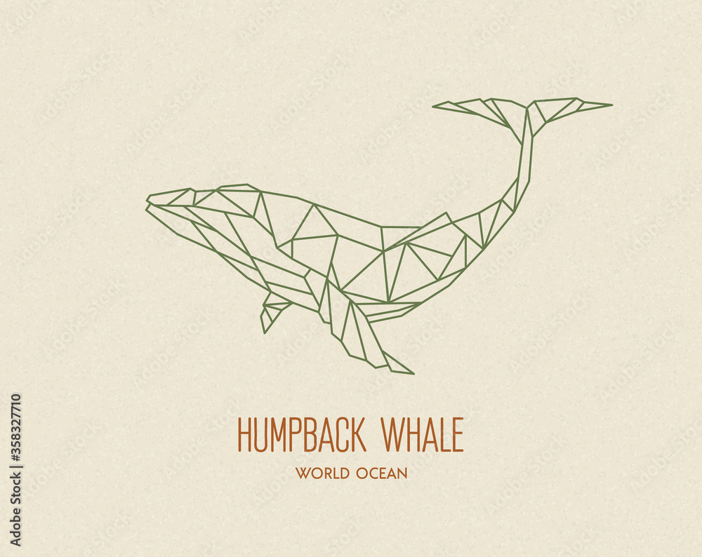 Polygon whale silhouette. Low poly animal. Abstract geometric logo icon ...