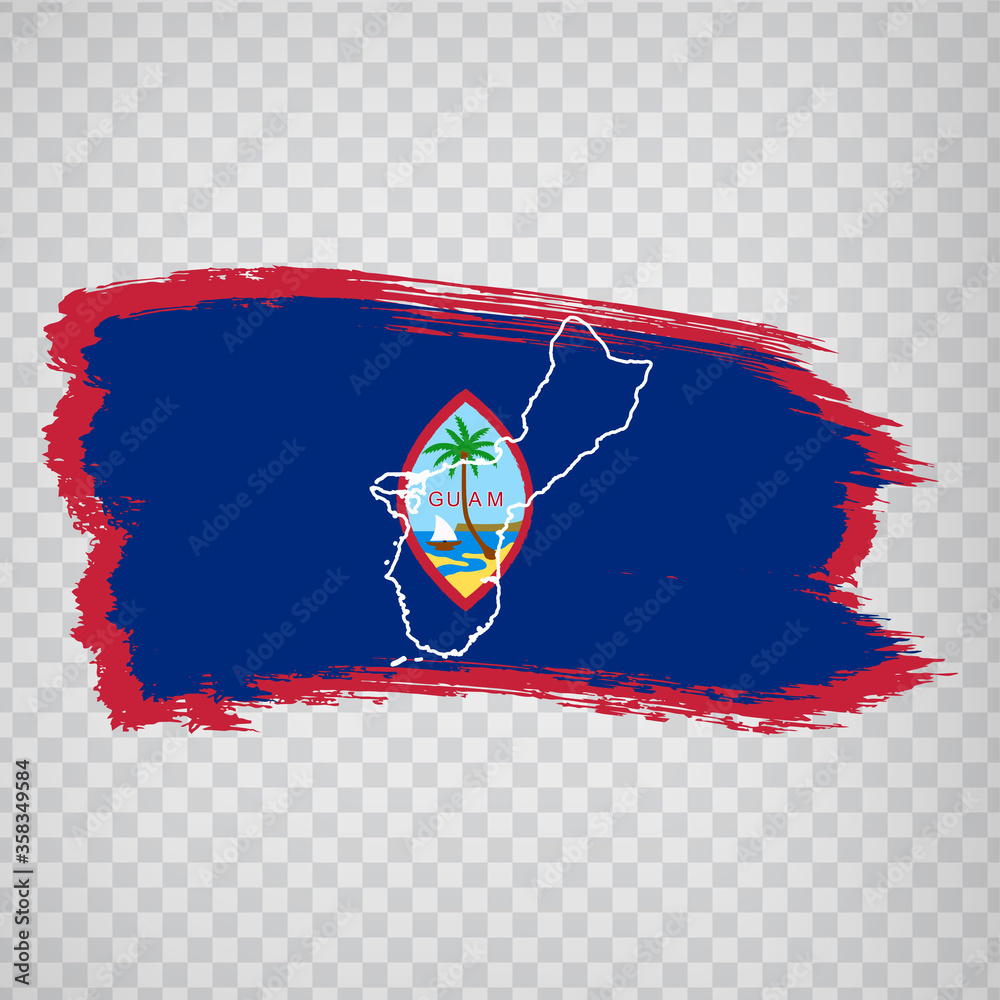 Flag of Guam from brush strokes and Blank map Guam. High quality map of ...