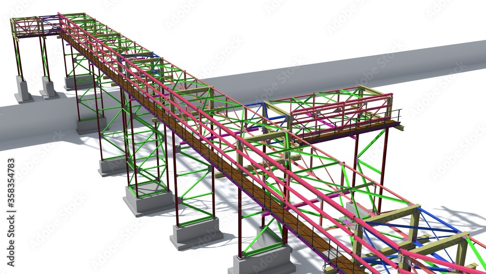 Stock-Illustration „BIM model structure of a steel overpass for laying ...