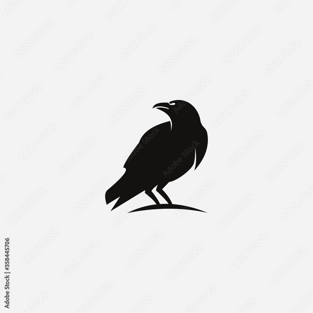 crow on a white background logo raven templet Stock Vector | Adobe Stock