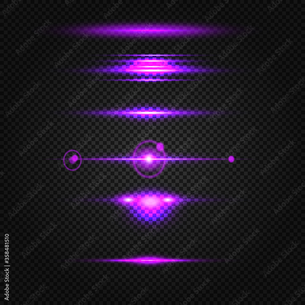 Glowing purple, pink light effects isolated on transparent background ...