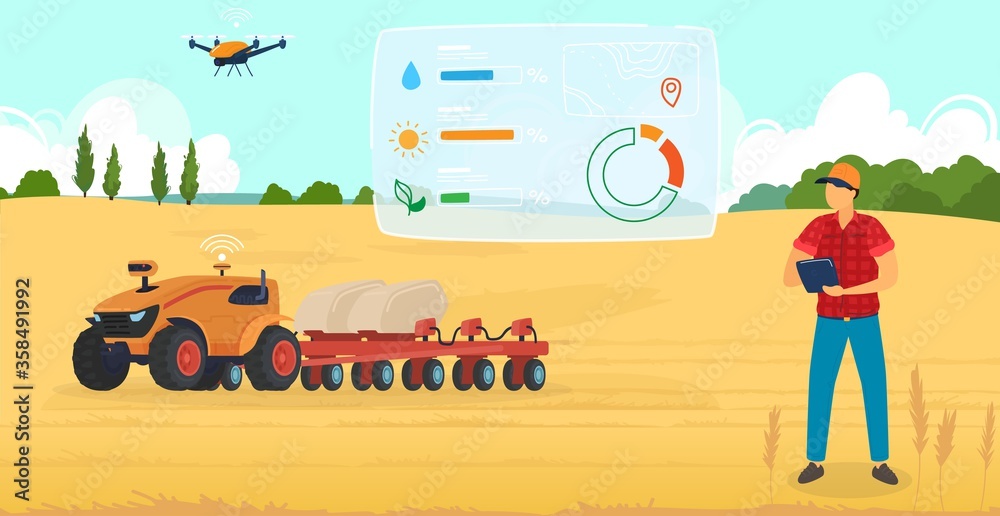 Agriculture farming vector illustration. Cartoon flat man farmer ...