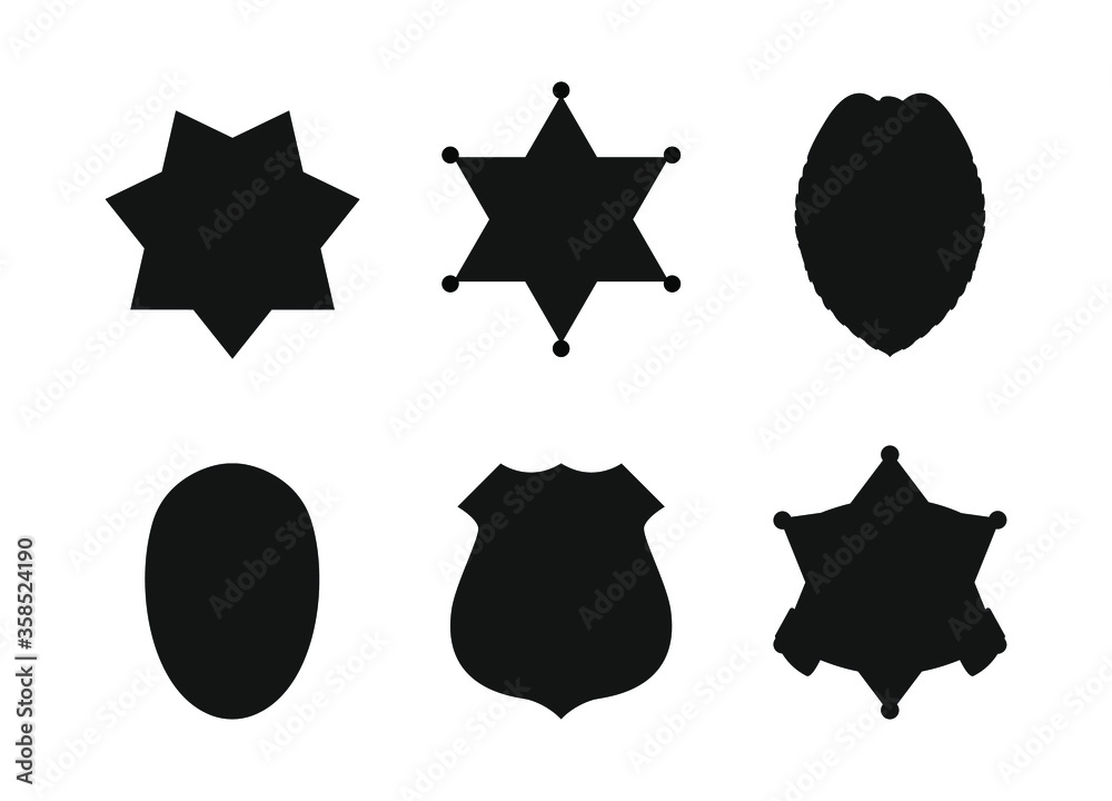 Police badge icons set. Isolated monochrome vector symbols on white ...
