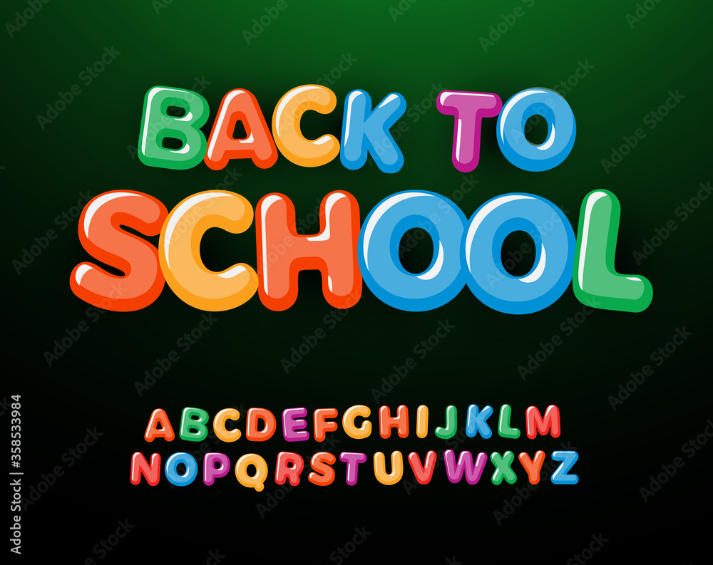 Back to school letters and numbers set. Kids education style alphabet ...