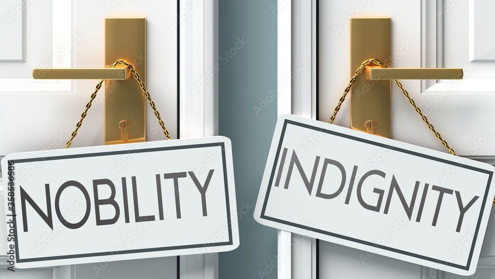 Nobility and indignity as a choice - pictured as words Nobility ...