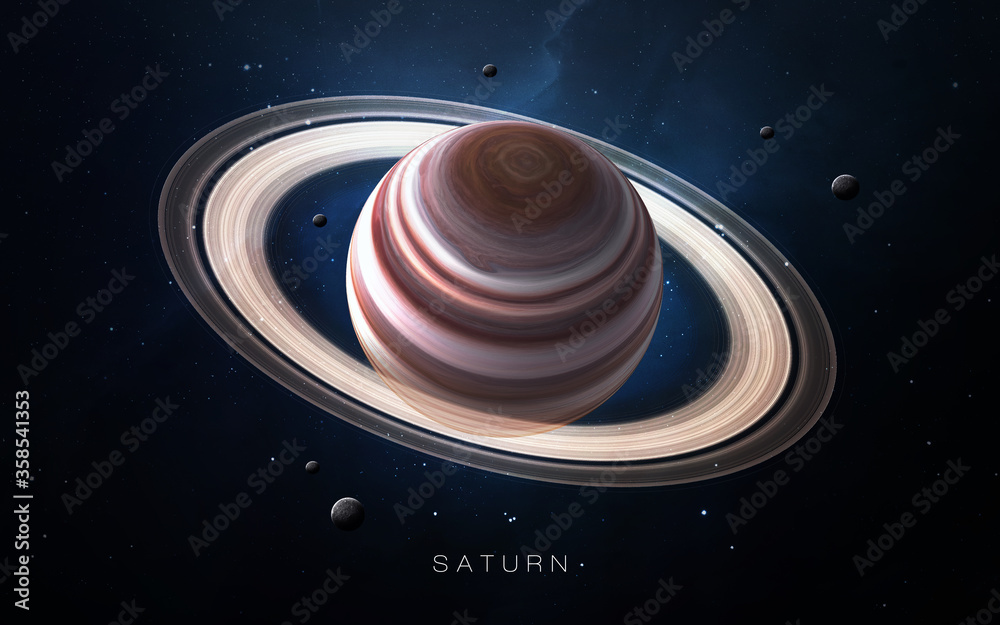Saturn - High resolution. Science 3D illustration of space. Elements ...