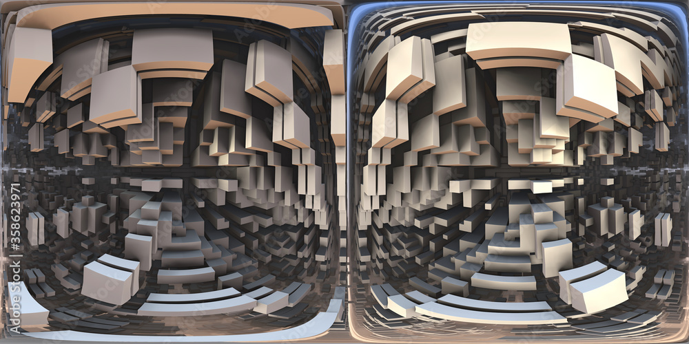 360 degree alien labyrinth, abstract maze background, equirectangular ...