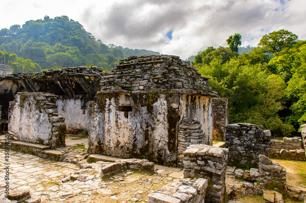 Ruins of the Palace, Palenque, was a pre-Columbian Maya civilization of ...
