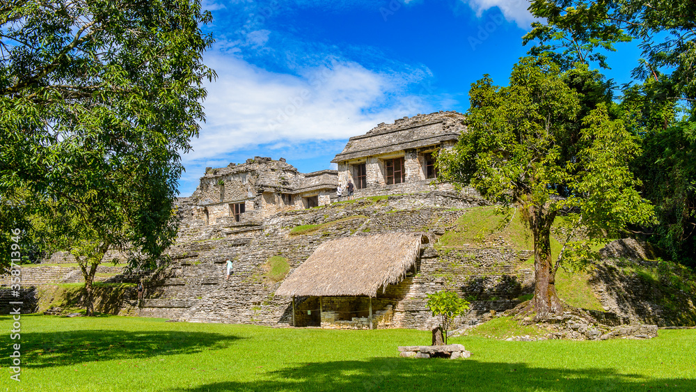 Big temple in Palenque, was a pre-Columbian Maya civilization of ...