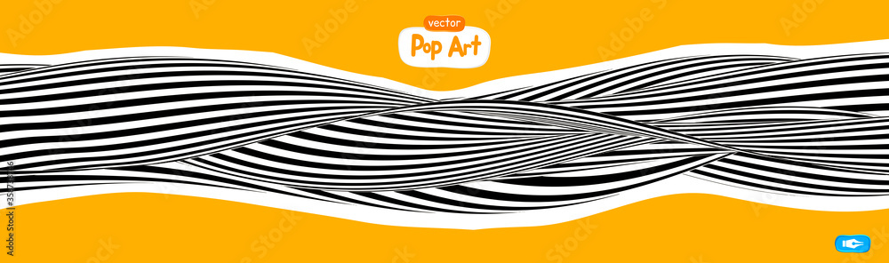 Abstract op art vector illustration, yellow orange background. Pop art ...