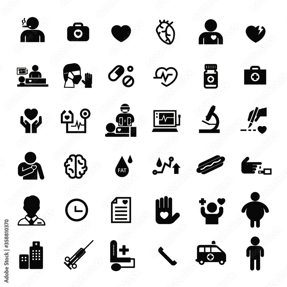 heart attack, heart failure icon set Stock Vector | Adobe Stock