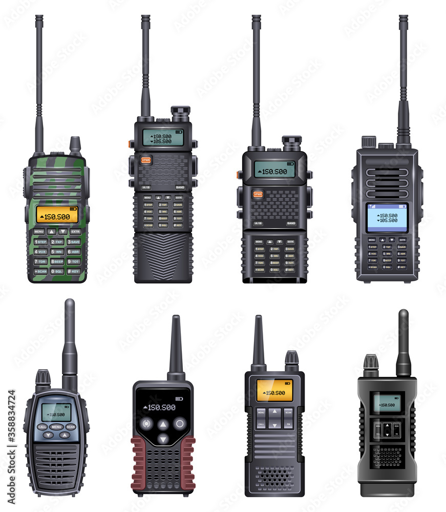 Walkie talkie vector realistic icon. Isolated realistic set icon radio ...