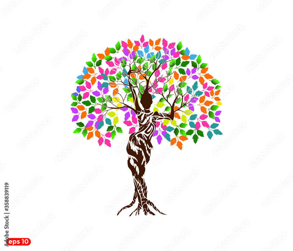 Human tree logo vector isolated, woman tree illustration Stock Vector ...