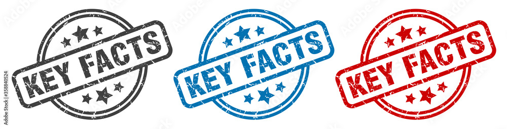 key facts stamp. key facts round isolated sign. key facts label set ...