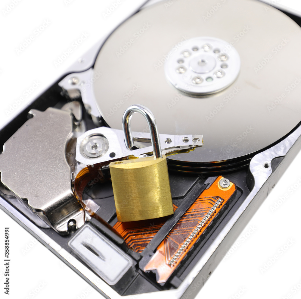 Hard drive with a padlock which is the symbol of data security Stock ...