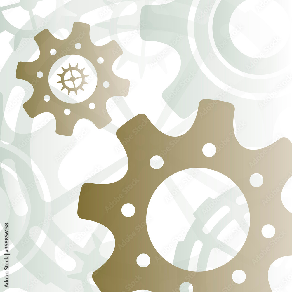 Image of gears on a white background. Gears of different sizes and ...