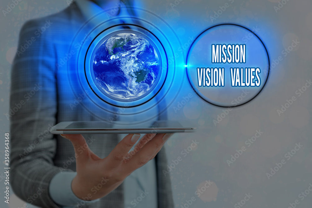 Writing note showing Mission Vision Values. Business concept for ...