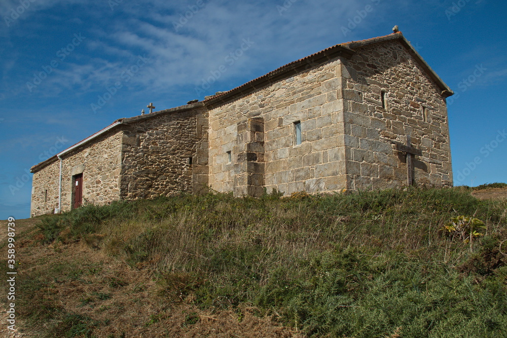 Church "Ermida de Nosa Señora do Monte" on Costa da Morte at Camariñas ...