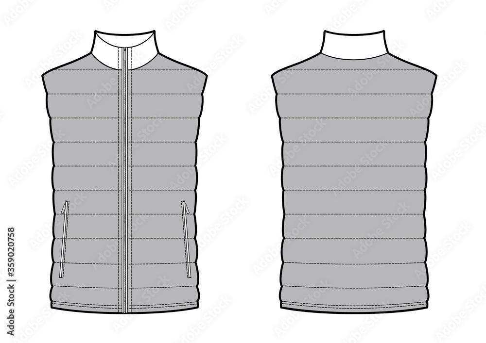 Vector illustration of winter quilted waistcoat. Stock Vector | Adobe Stock