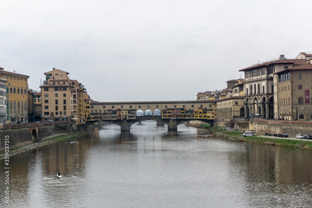 Ponte Vecchio the famous Arch bridge in Florence on Arno river, Tuscany ...