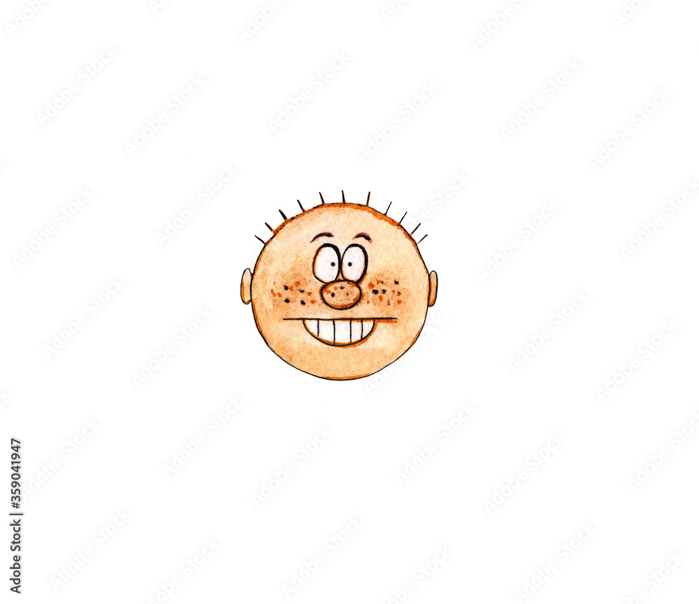 ภาพประกอบ Stock Hand drawn watercolor illustration of simple cartoon ...