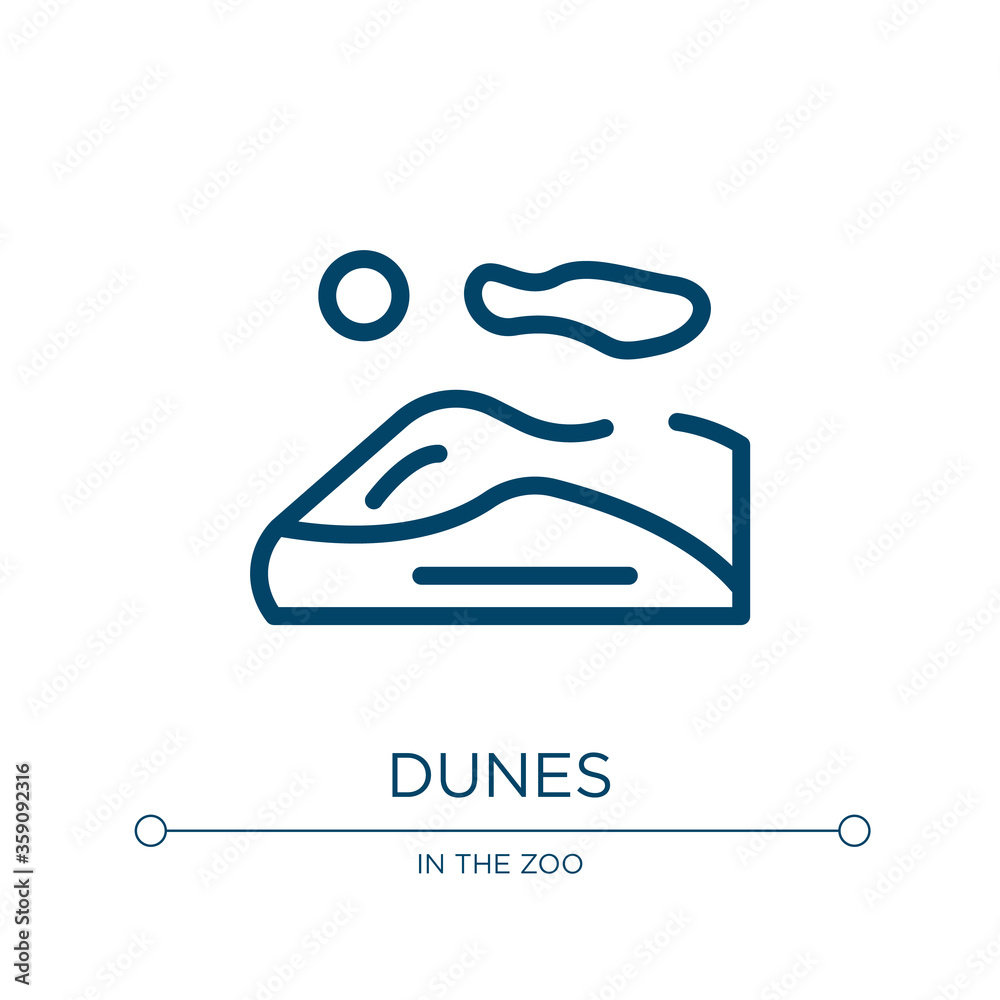 Dunes icon. Linear vector illustration from desert collection. Outline ...