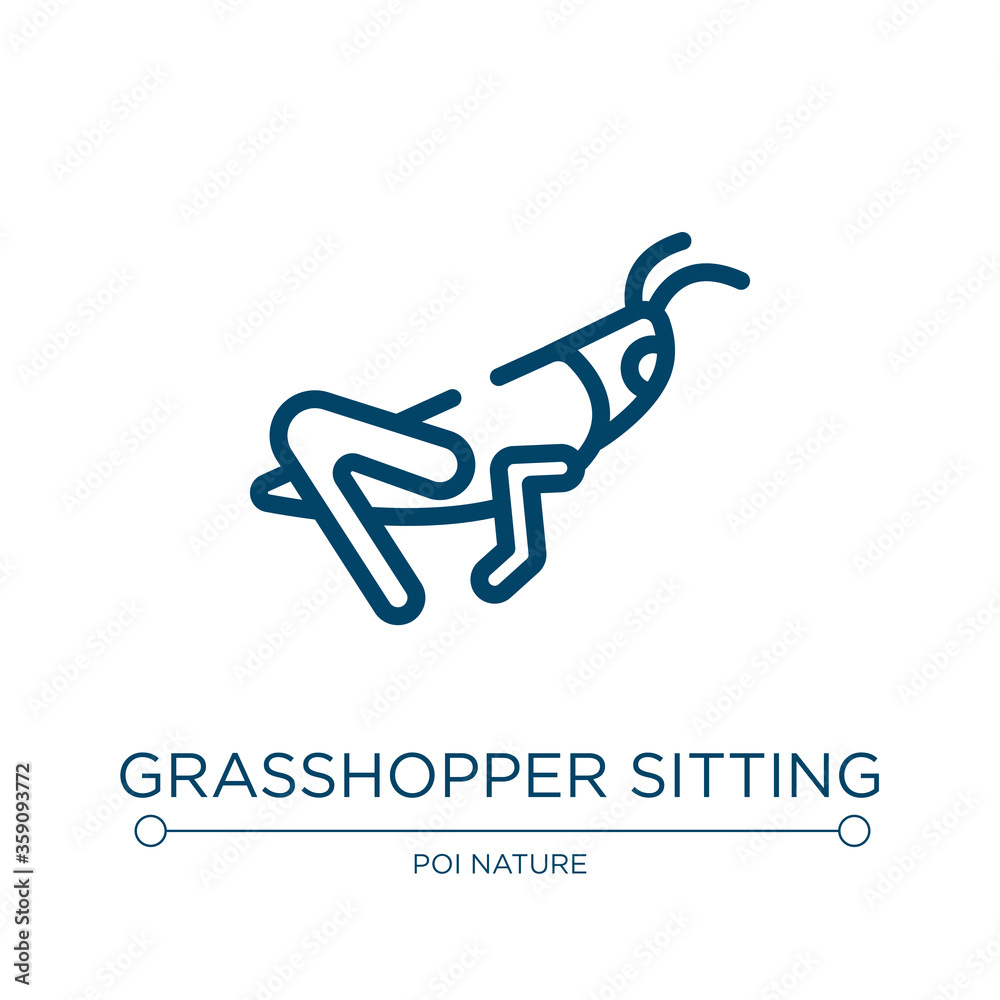 Grasshopper sitting icon. Linear vector illustration from free animals ...