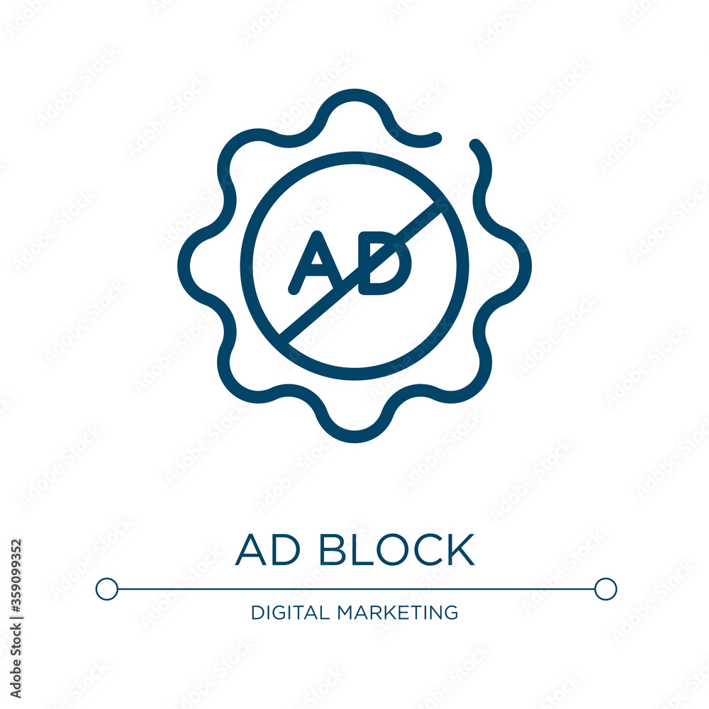 Ad block icon. Linear vector illustration from digital marketing and ...