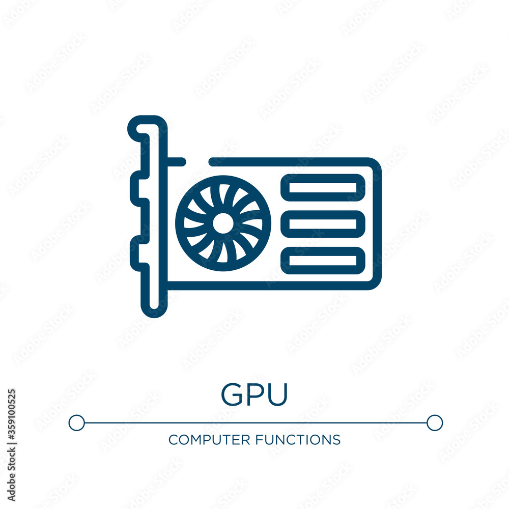 Gpu icon. Linear vector illustration from computer device collection ...