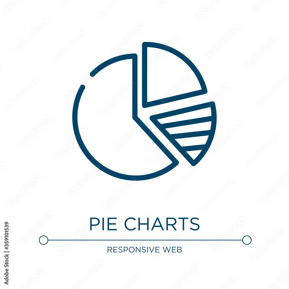 Pie charts icon. Linear vector illustration from design tools collection. Outline pie charts ...