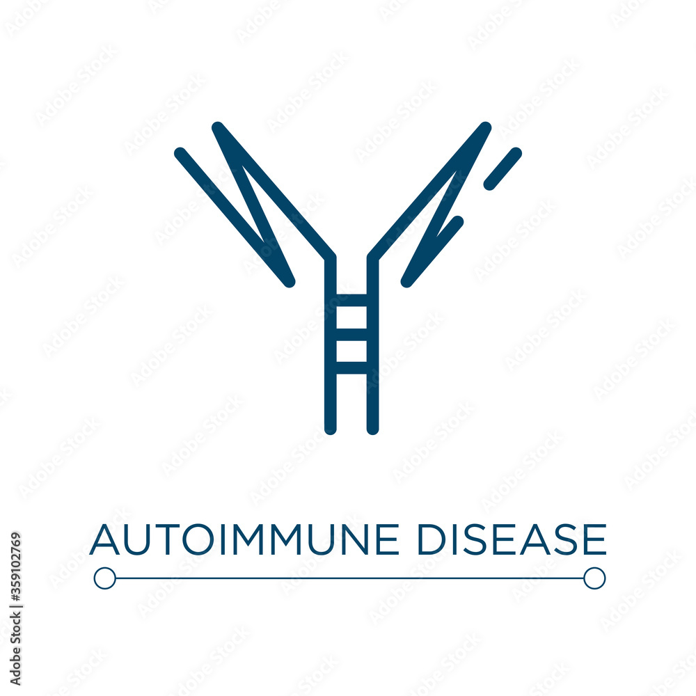Autoimmune disease icon. Linear vector illustration. Outline autoimmune ...