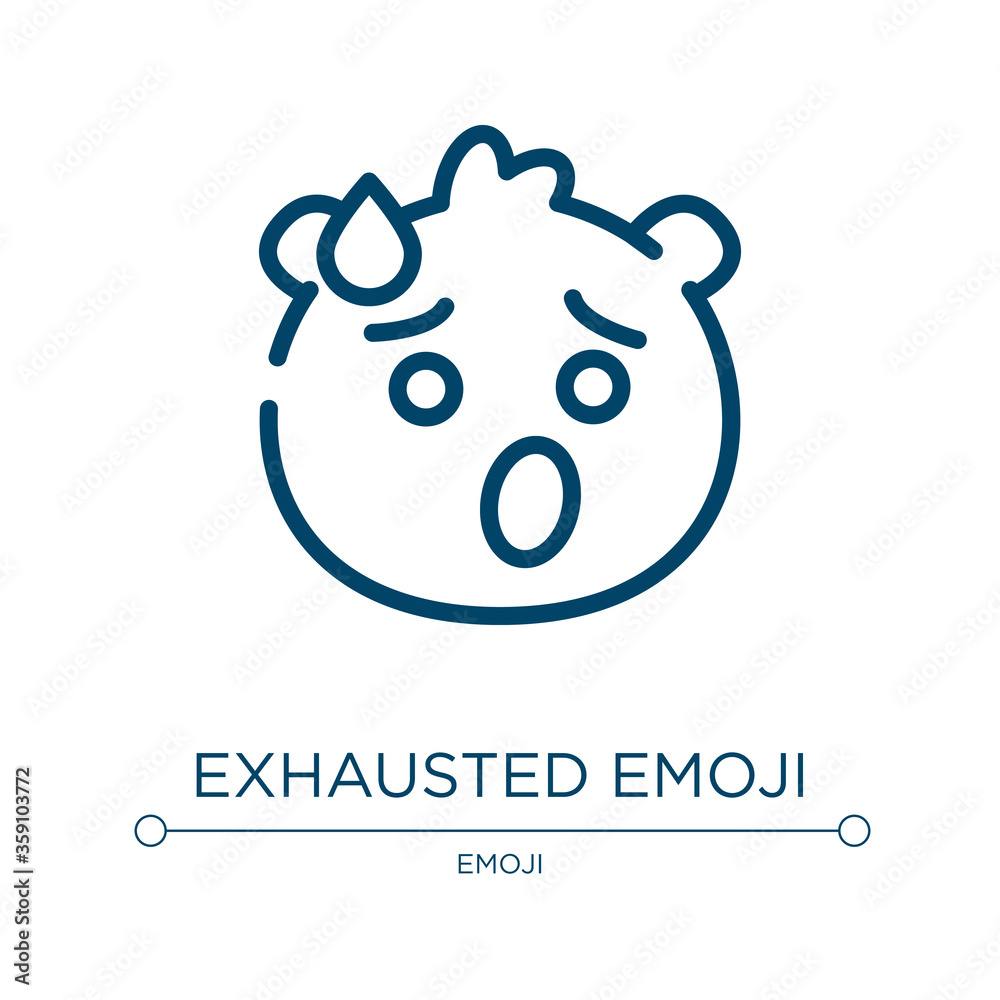 Exhausted emoji icon. Linear vector illustration from emoji collection ...