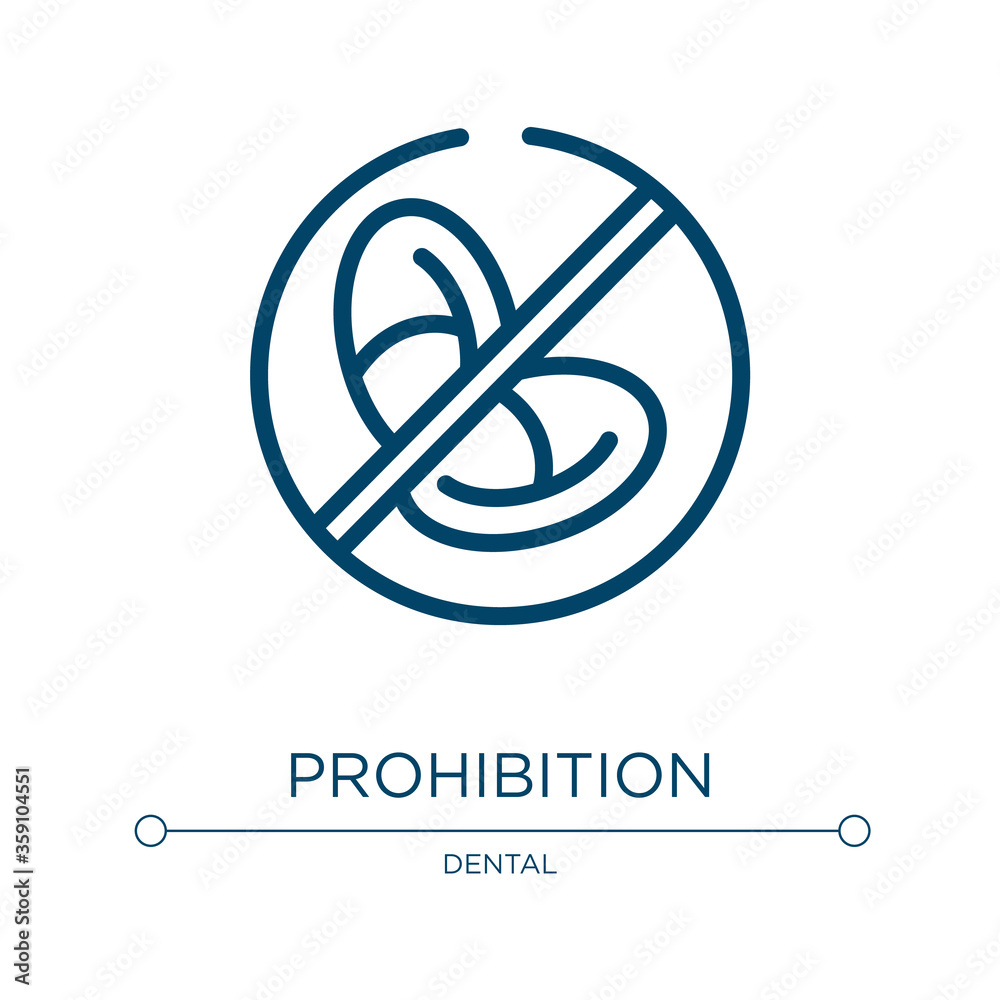 Prohibition symbol icon. Linear vector illustration from health ...