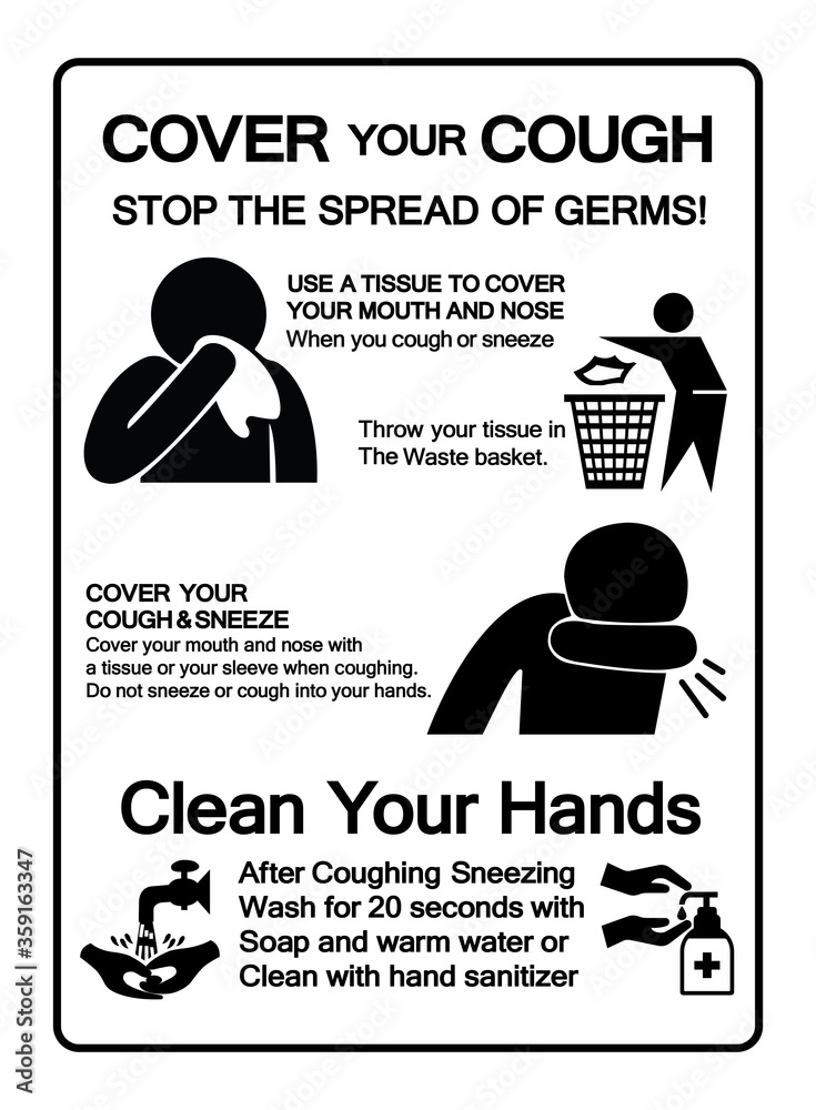 Cover your Cough Stop The Spread Of Germs Symbol Sign ,Vector ...