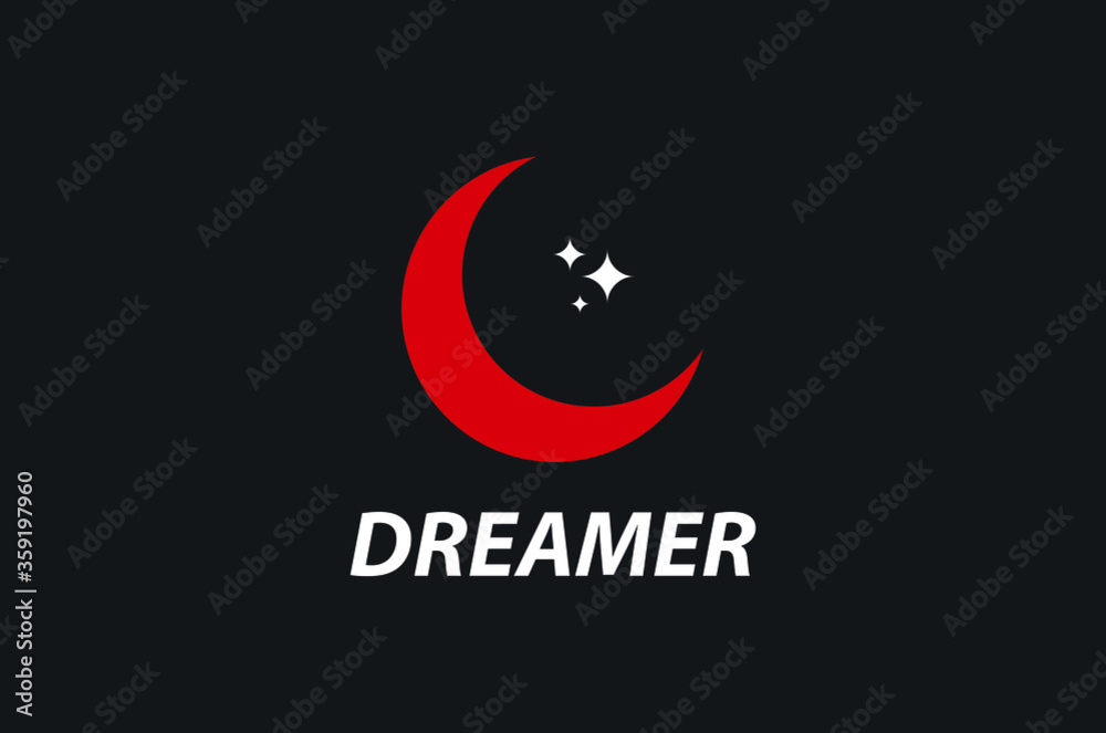 Dreamer Logo, Moon Logo, Star Logo Design Vector Editable Stock Vector ...