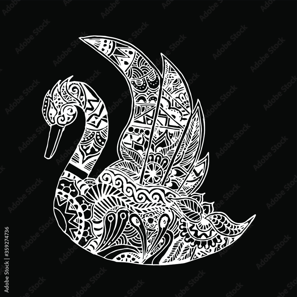 Zentangle stylized swan. Vector illustration for print and tattoo ...