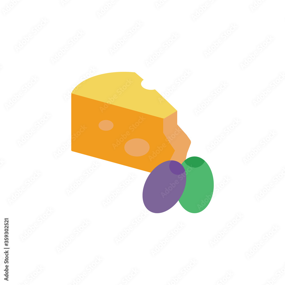 Cheese, grapes icon. Simple color vector elements of dairy product ...