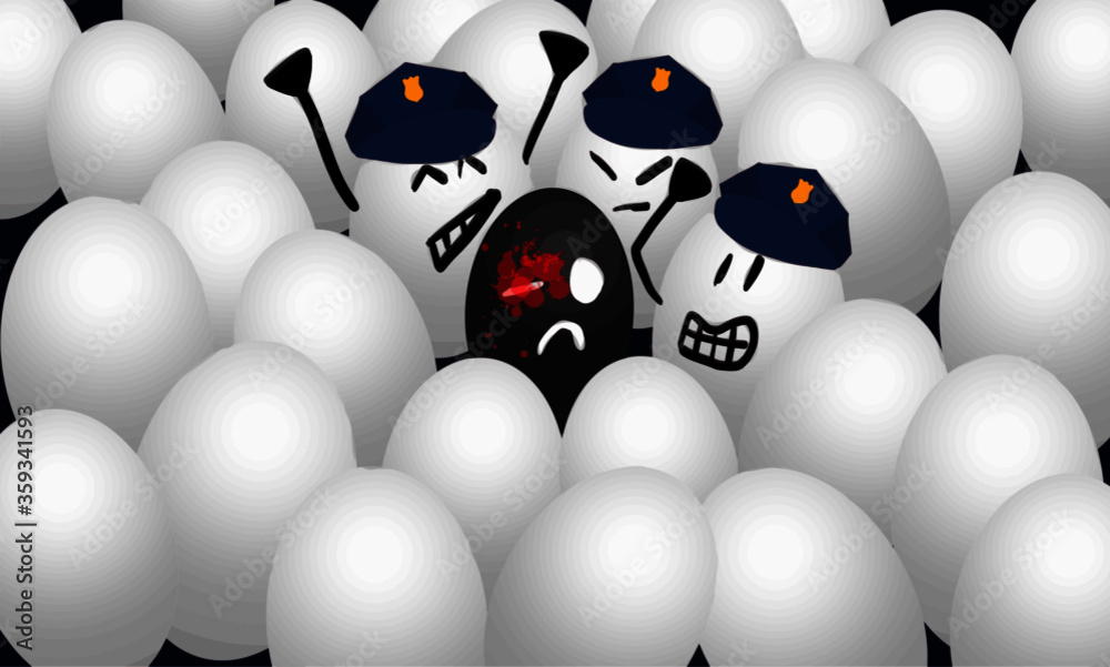 3D vector illustration, structural racism and police violence against ...