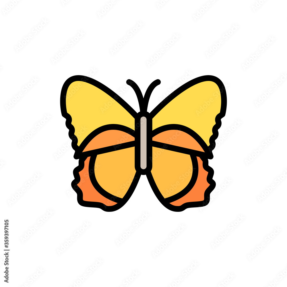 Butterfly, insect icon. Simple color with outline vector elements of ...