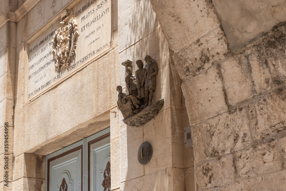 First Stations of the Way of the Cross on Via Dolorosa Street in the ...